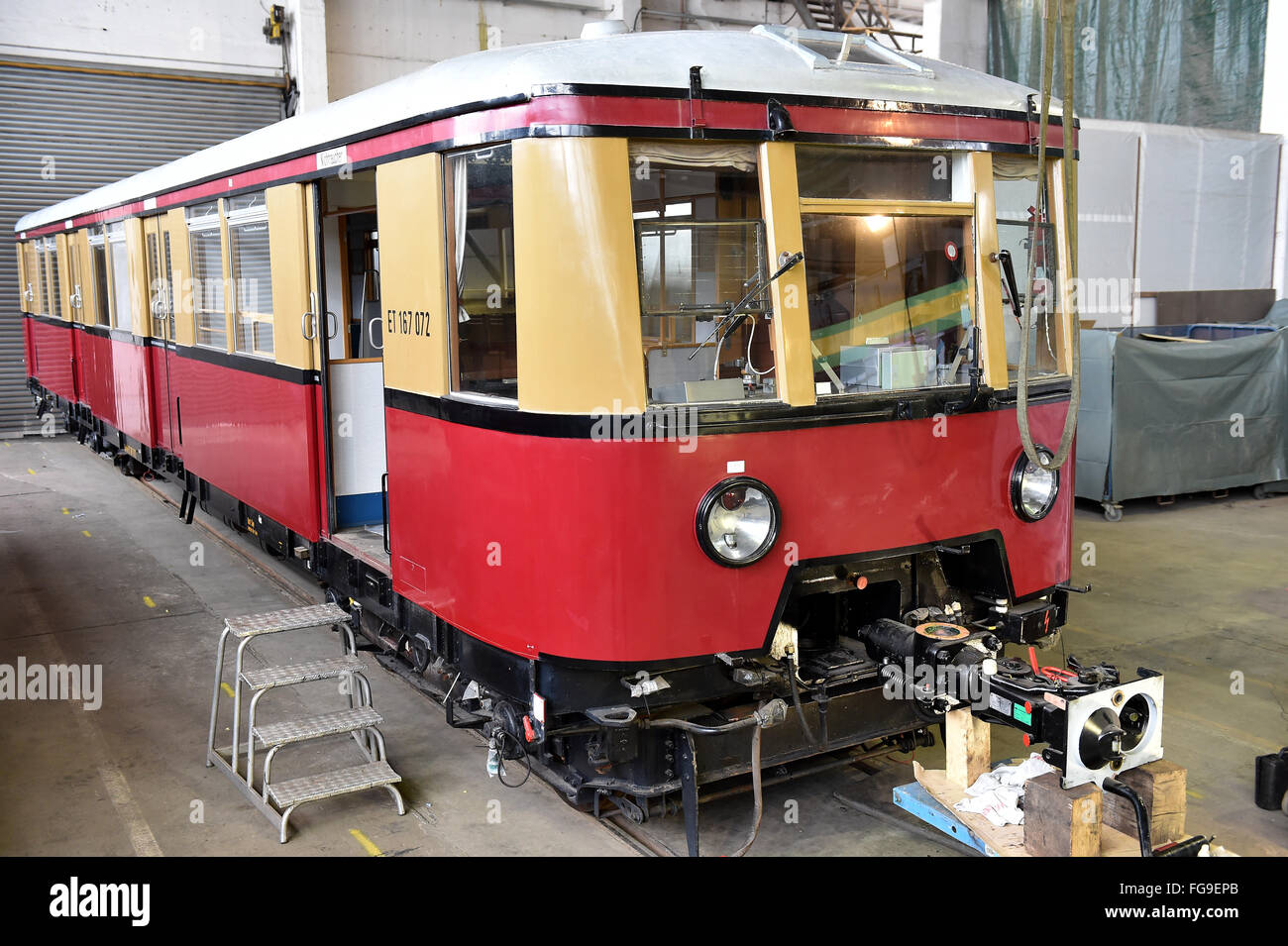 Hennigsdorf, Germany. 18th Feb, 2016. An 'S-Bahn' train from 1938 can ...