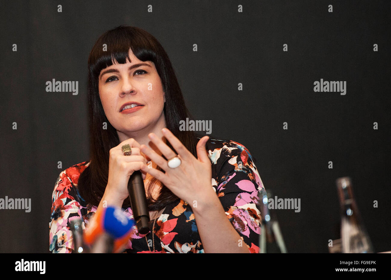 US American author Caitlin Doughty speaks during the presentation of ...