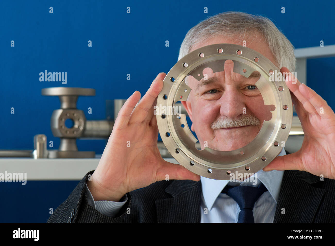 Dohna, Germany. 18th Feb, 2016. The CEO of SPS Schiekel ...