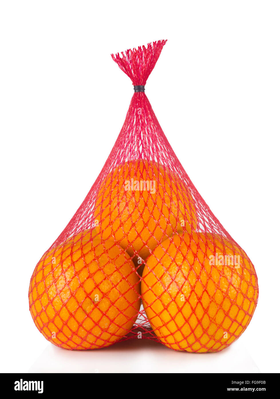 A pack of three oranges without label isolated on white background ...