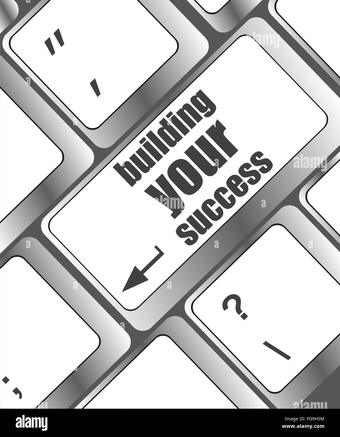 building your success words on button or key showing motivation for job ...