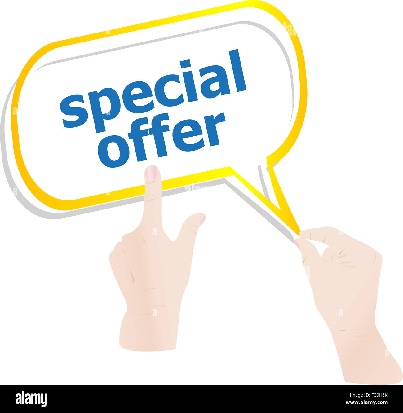 hands holding abstract cloud with special offer word Stock Photo - Alamy