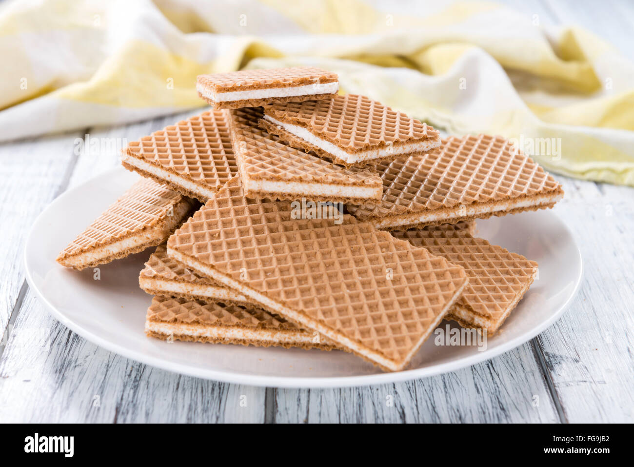 Crisp golden waffle wafer biscuits hi-res stock photography and images ...