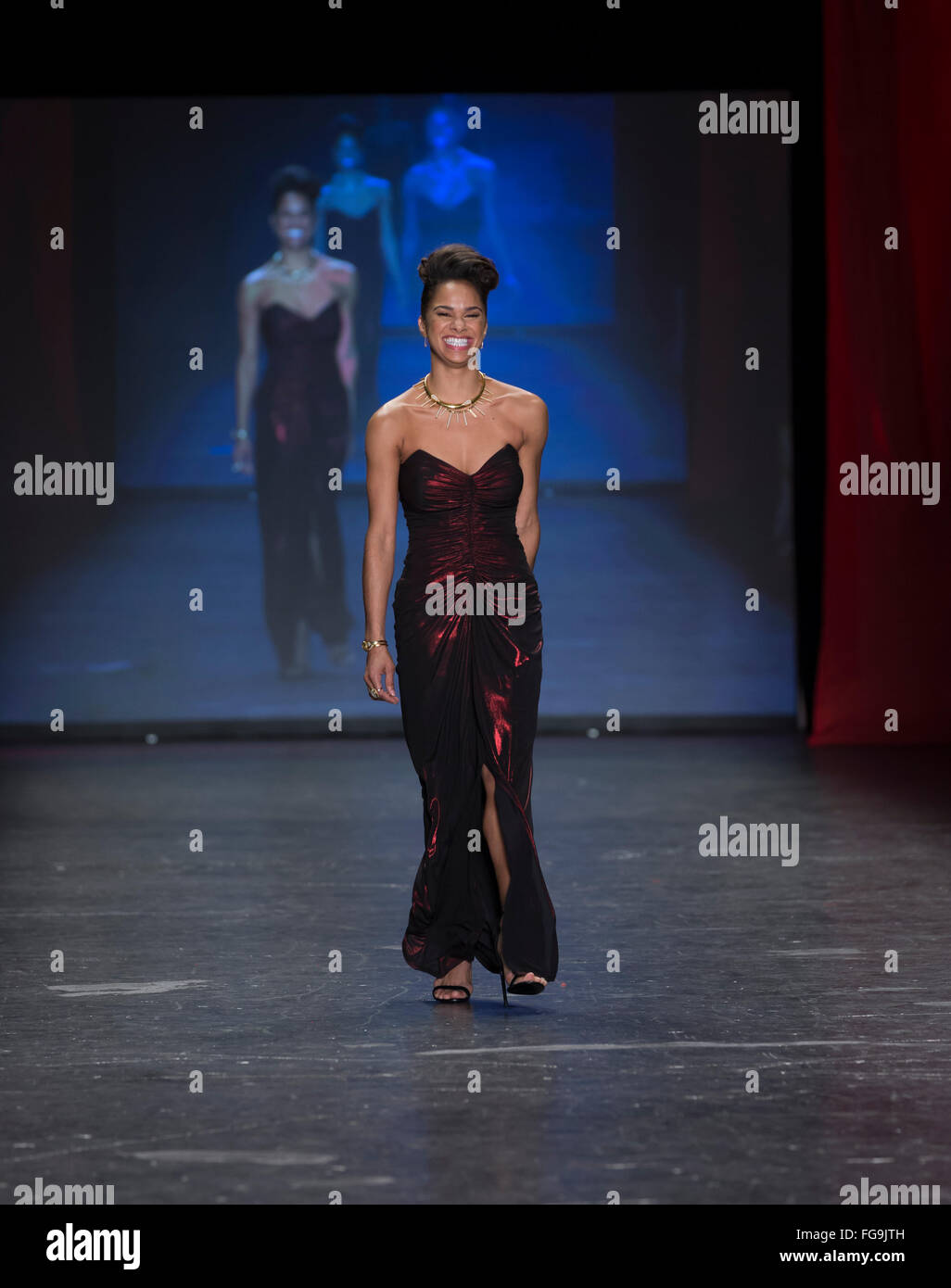 NEW YORK, NY - FEBRUARY 11, 2016: Misty Copeland wearing dress by David ...