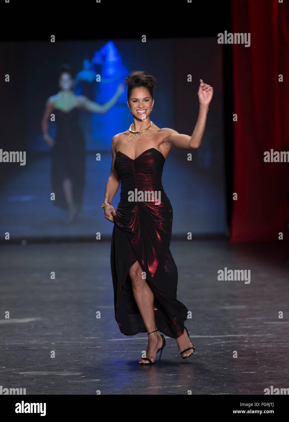 NEW YORK, NY - FEBRUARY 11, 2016: Misty Copeland wearing dress by David ...