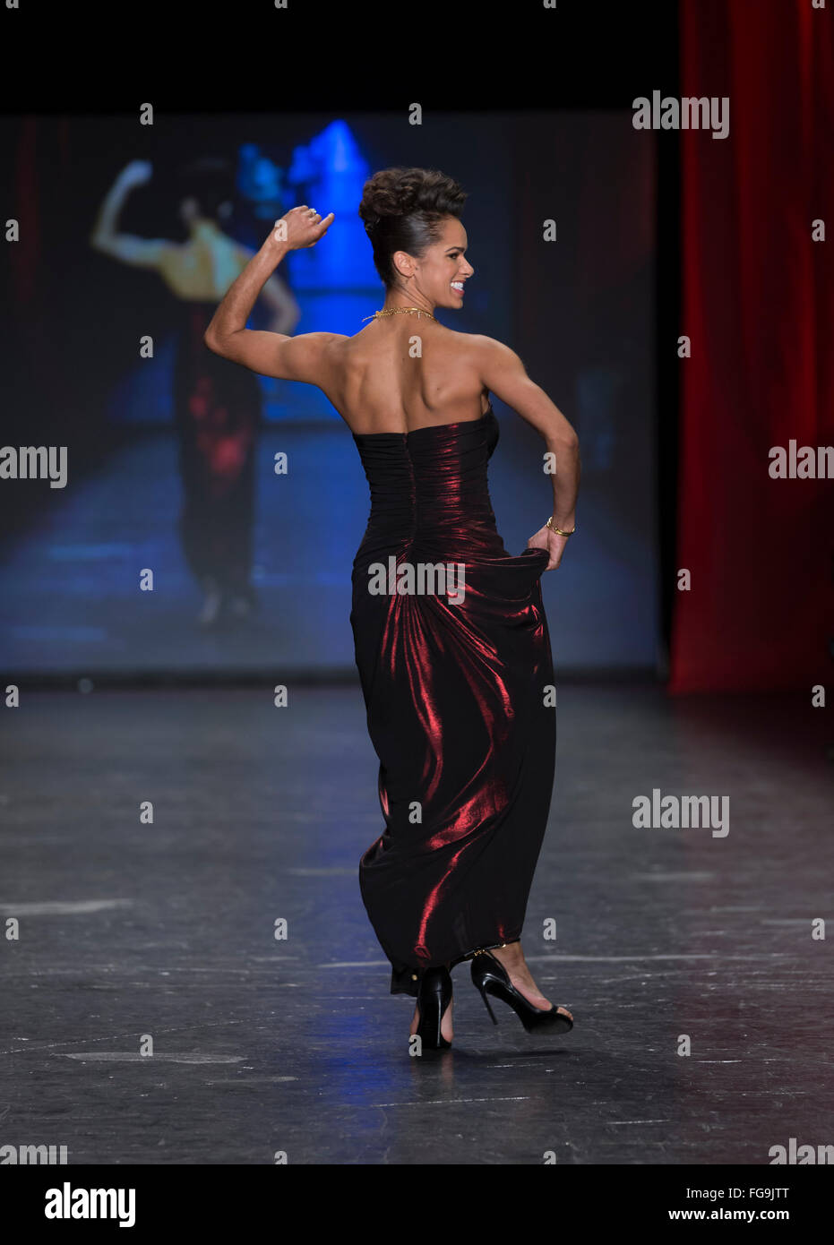 NEW YORK, NY - FEBRUARY 11, 2016: Misty Copeland wearing dress by David ...