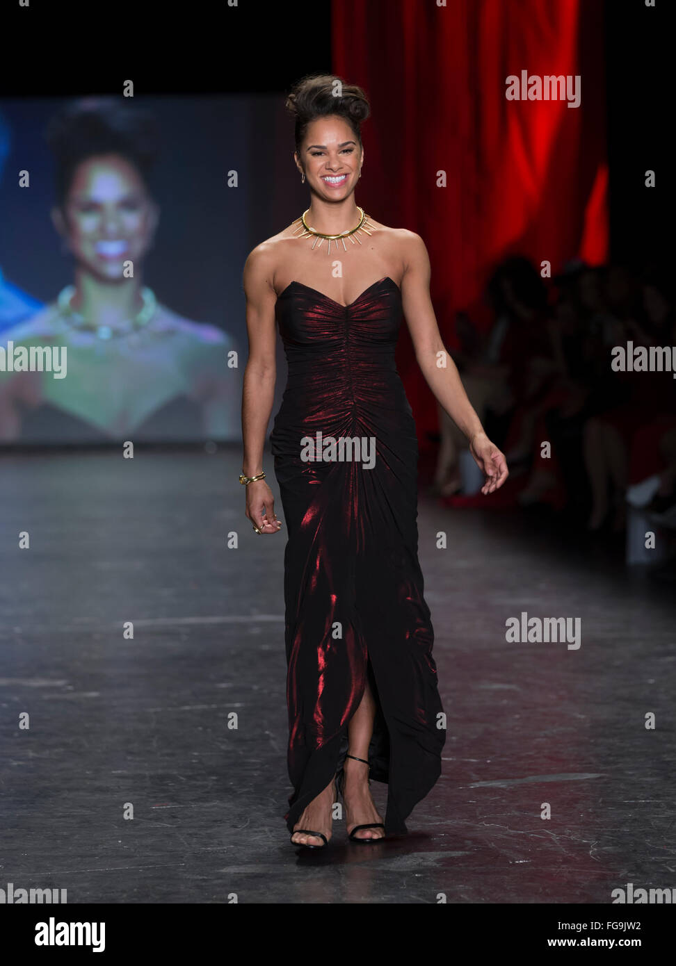 NEW YORK, NY - FEBRUARY 11, 2016: Misty Copeland wearing dress by David ...