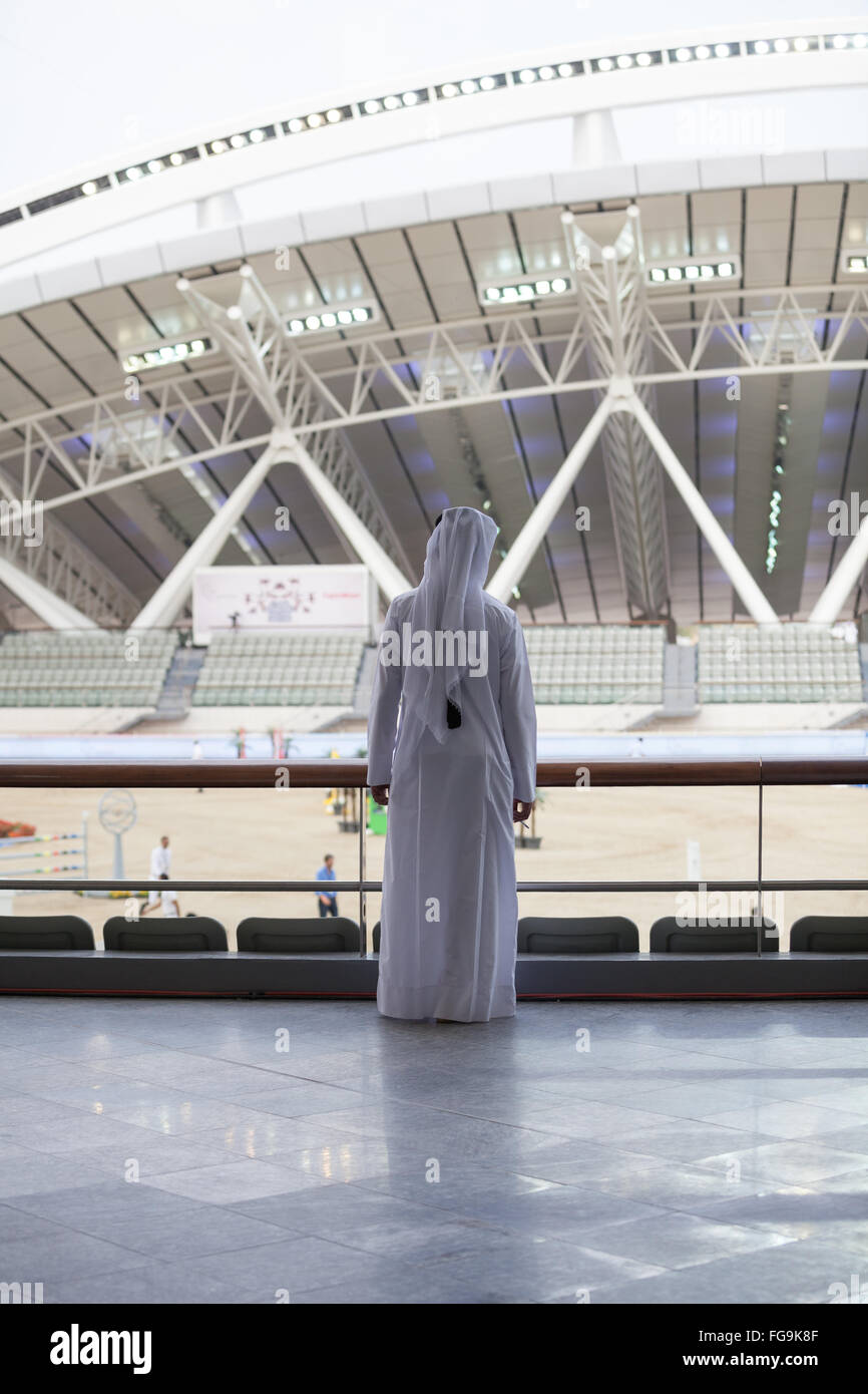 Qatari man in traditional arab dress at Al Shaqab, Doha, Qatar Stock ...