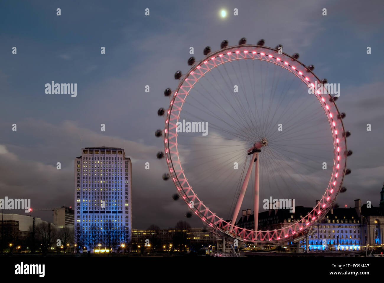 View of the London Eye at Night Stock Photo - Alamy