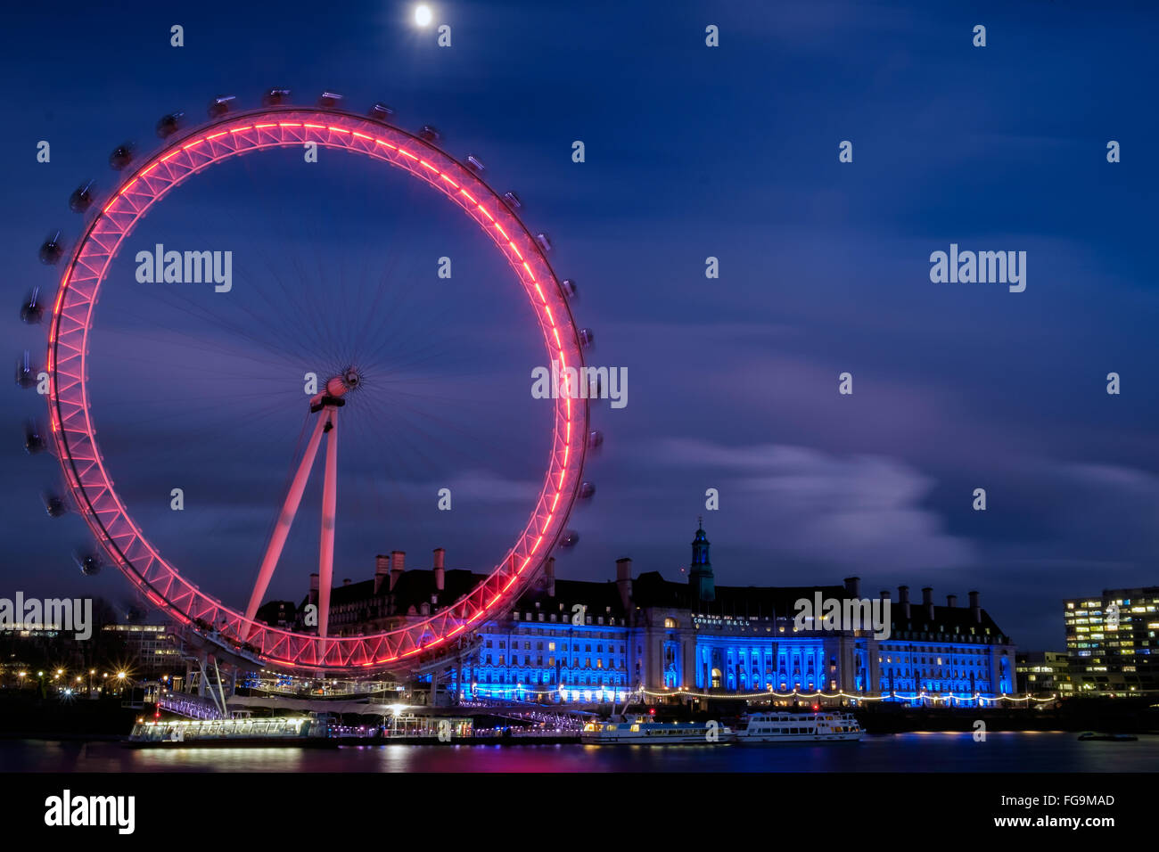 View of the London Eye at Night Stock Photo - Alamy