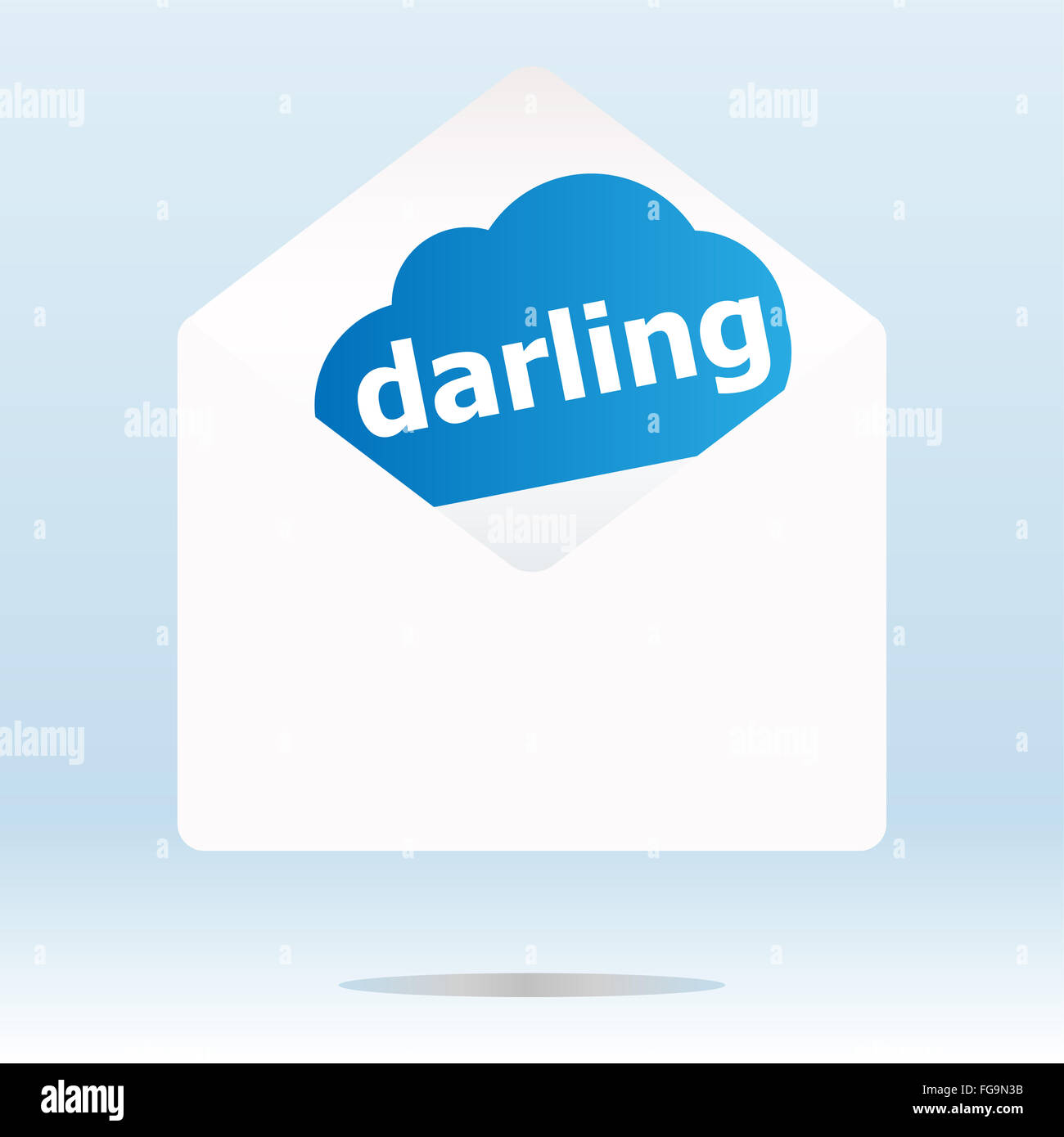 mail envelope with darling word on blue cloud Stock Photo - Alamy