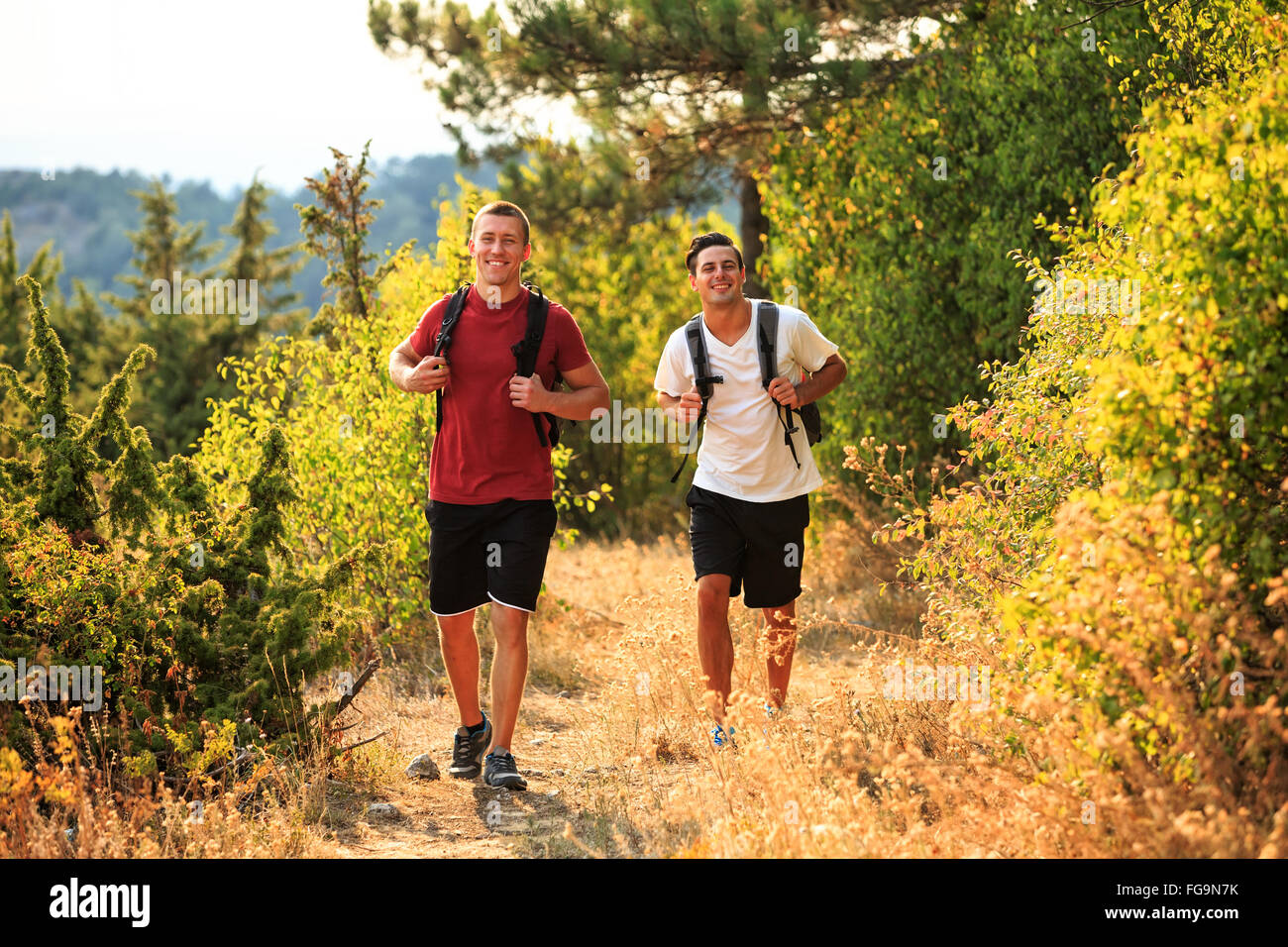 Two backpackers in the summer mountain Stock Photo - Alamy