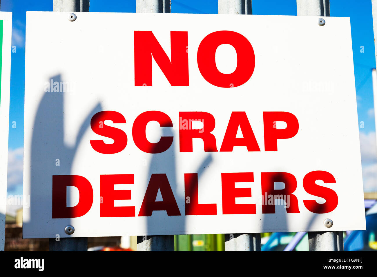 No scrap dealers sign warning industrial estate UK England GB Stock ...