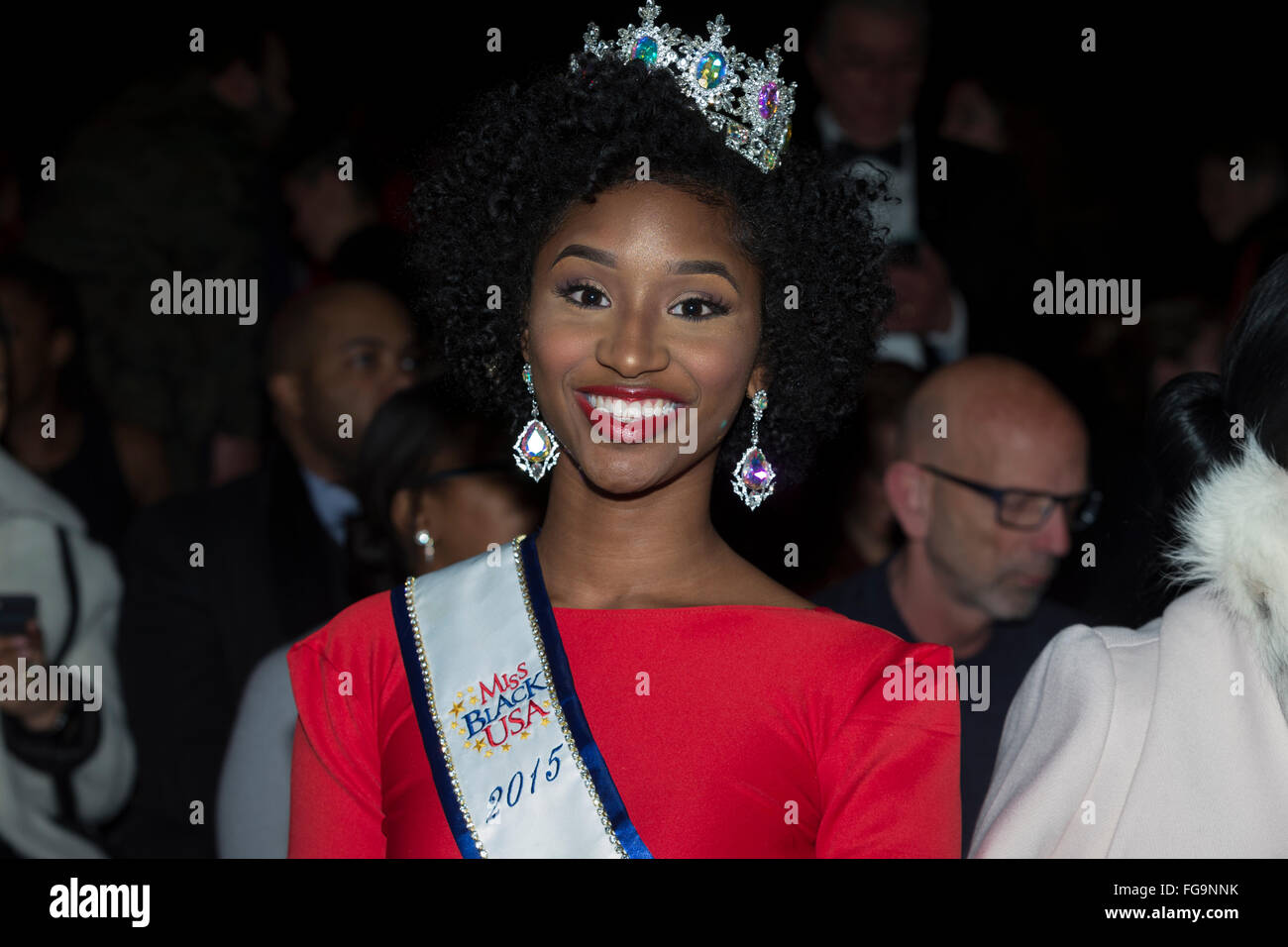 NEW YORK, NY - FEBRUARY 11, 2016: Madison Gibbs Miss Black USA 2015 ...