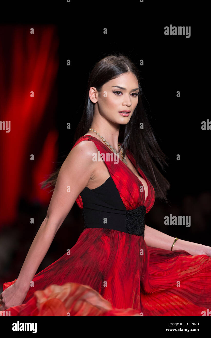 NEW YORK, NY - FEBRUARY 11, 2016: Pia Alonzo Wurtzbach wearing dress by ...