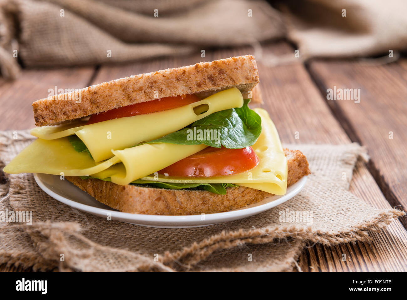 Fresh made Cheese Sandwich on an old rustic wooden table Stock Photo ...