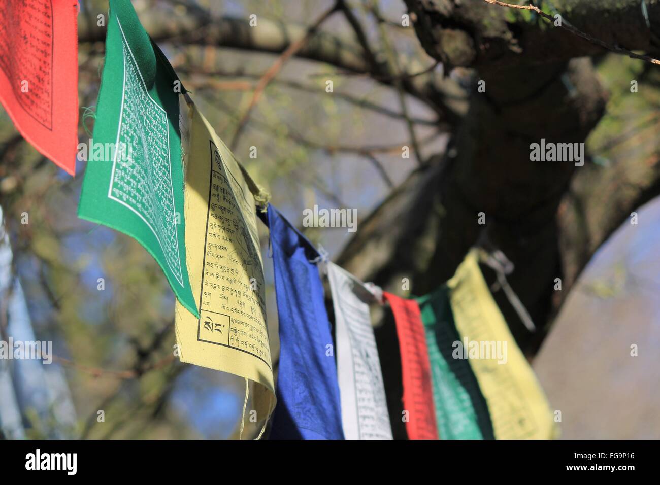 Hanging tibetan culture colorful flags hi-res stock photography and ...