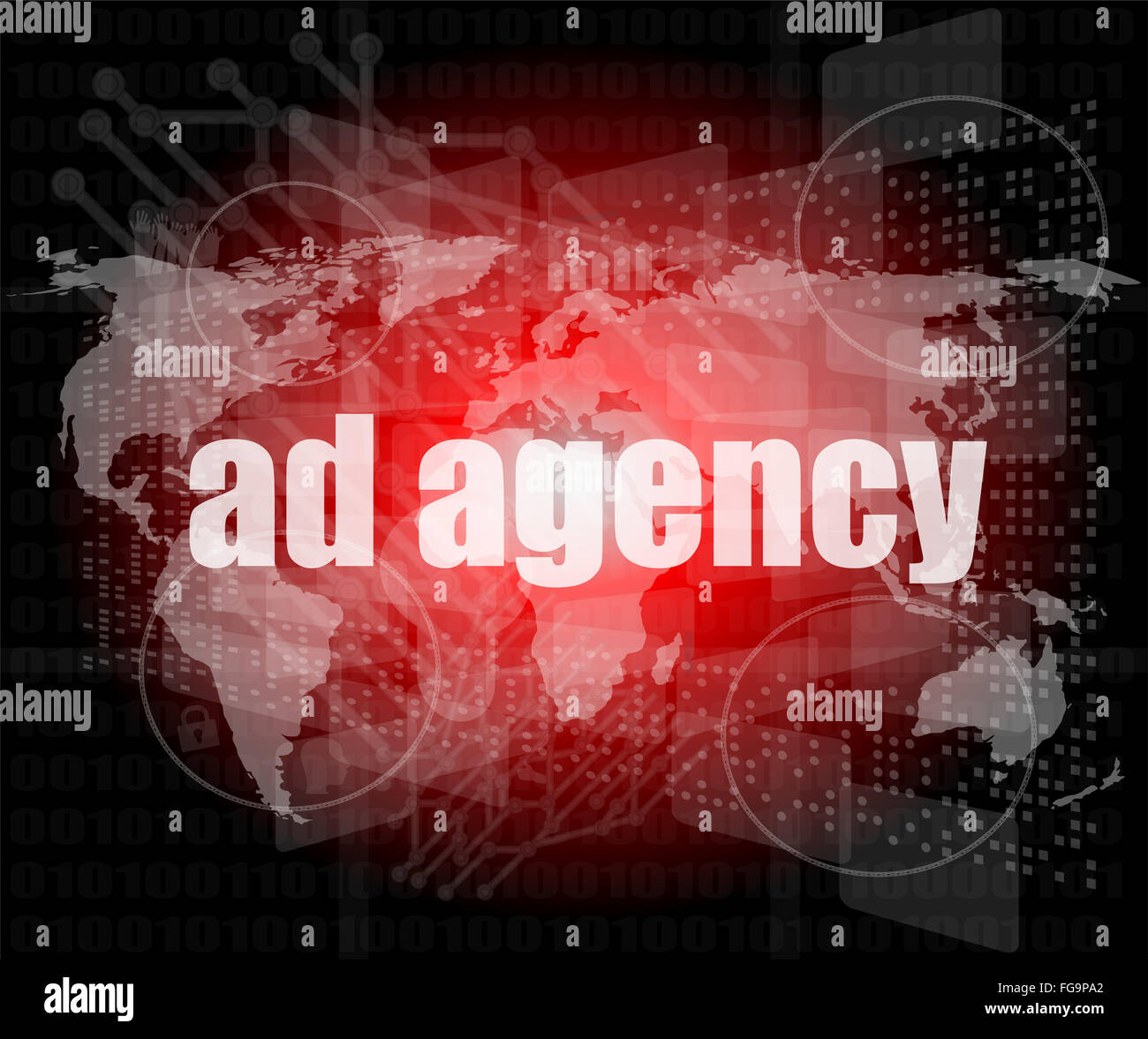 Pixeled word Ad agency on digital screen 3d render Stock Photo - Alamy
