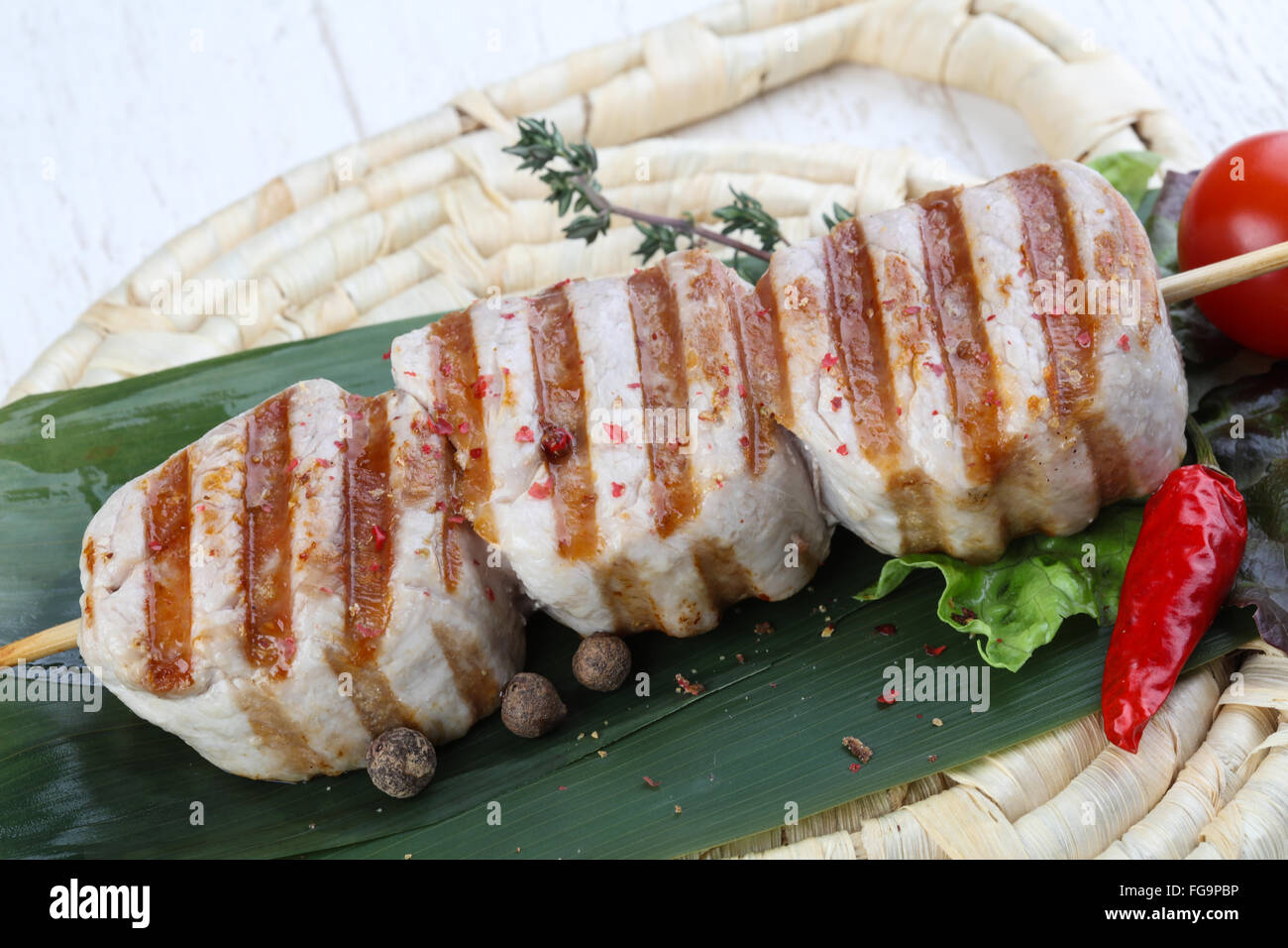 Grilled pork Fillet mignon with herbs and spices Stock Photo - Alamy
