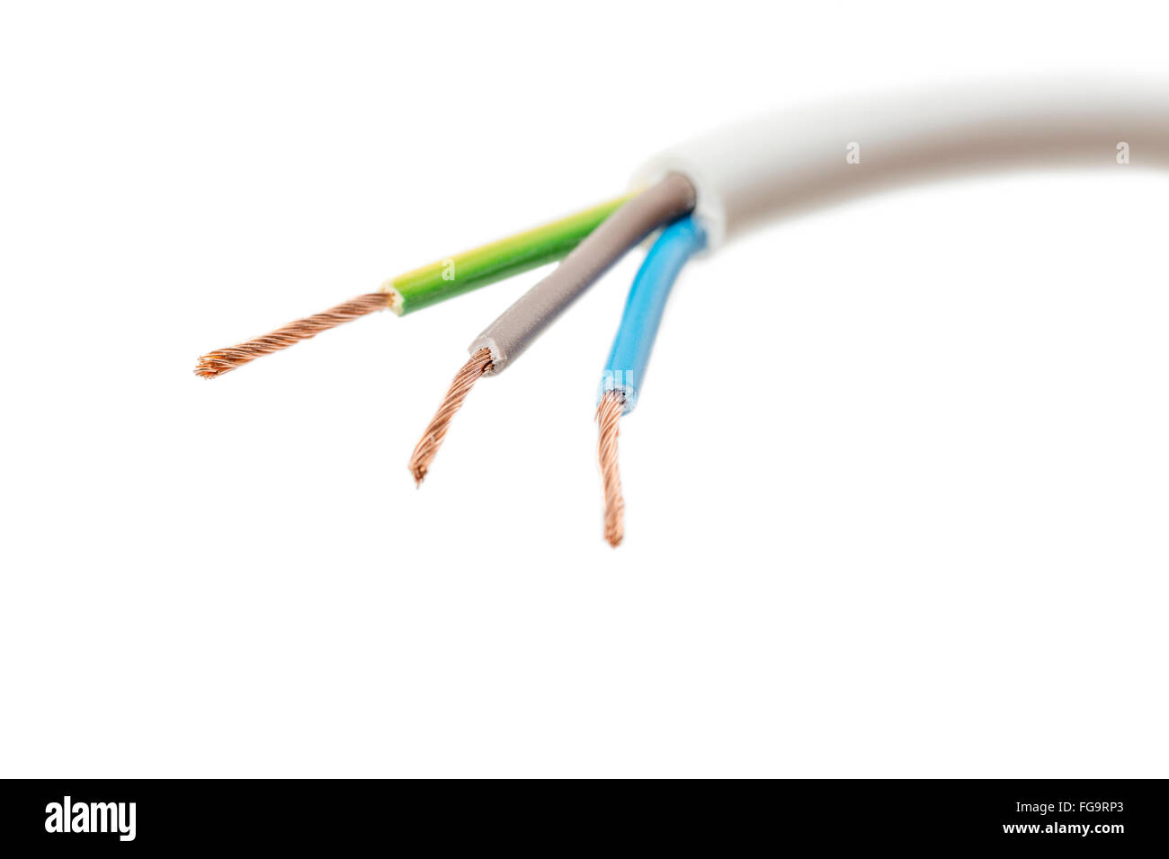 Cable with three lines isolated on white background Stock Photo - Alamy