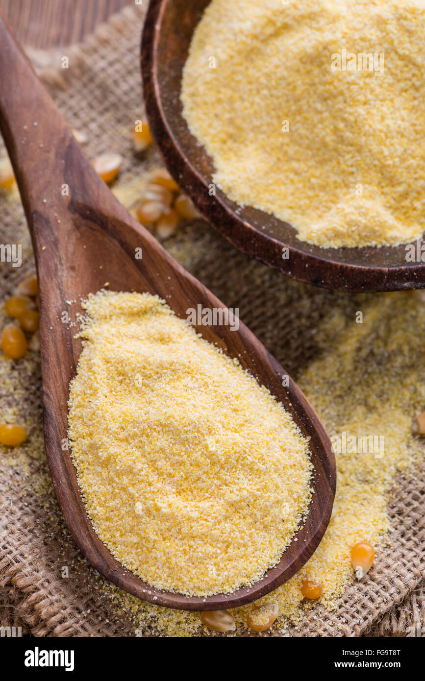 Heap of fresh Cornmeal as detailed close-up shot Stock Photo - Alamy
