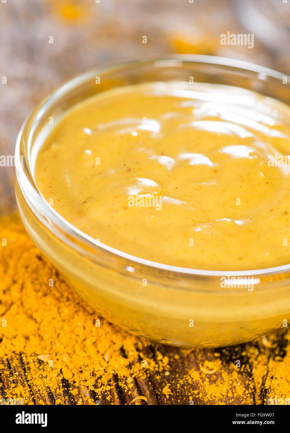 Homemade Curry Sauce in a small bowl in vintage background Stock Photo ...