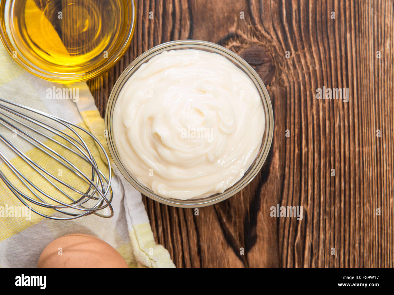 Small portion of fresh homemade Mayonnaise (close-up shot Stock Photo ...