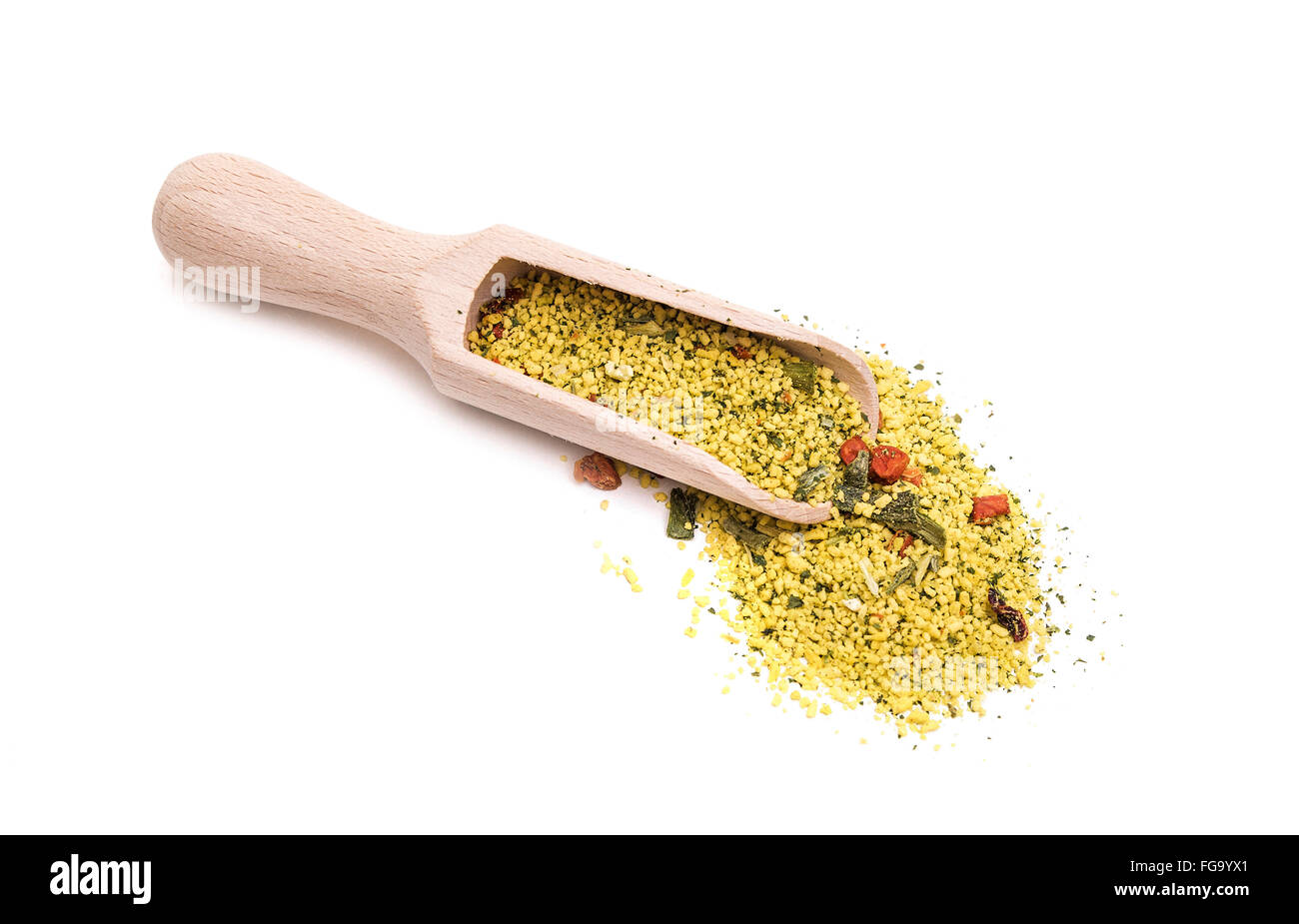 Wooden spoon with seasoning Stock Photo - Alamy