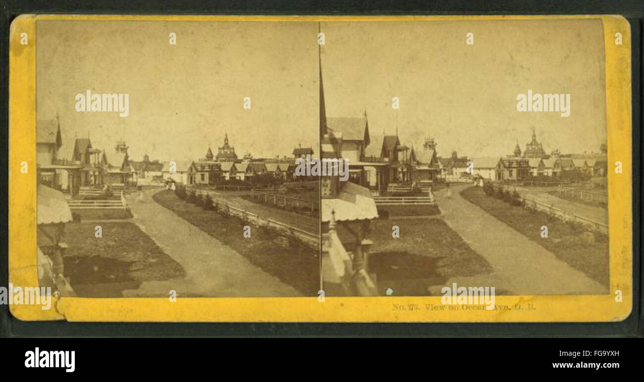 This vintage photograph captures a view of Ocean Avenue in Ocean Beach ...