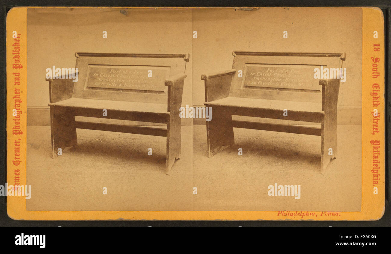 A historic photograph capturing the pew once used by George Washington ...