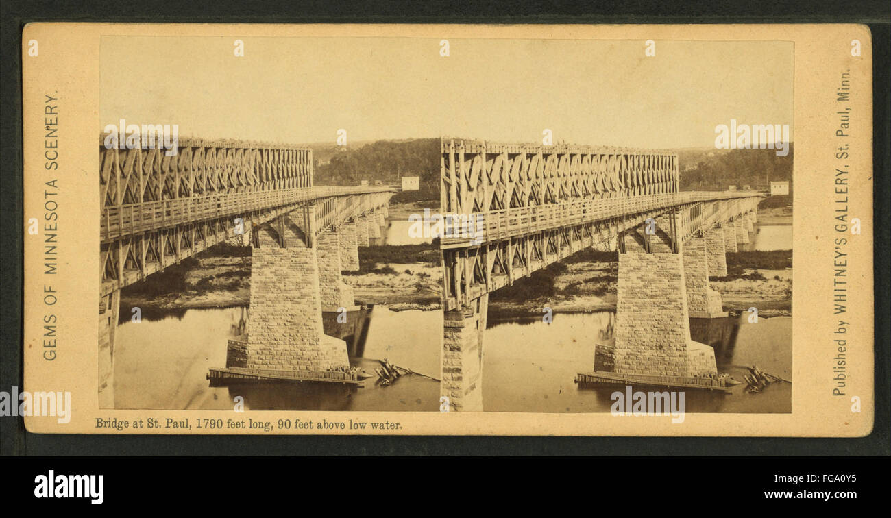 This historical photograph captures the Bridge at St. Paul, notable for ...