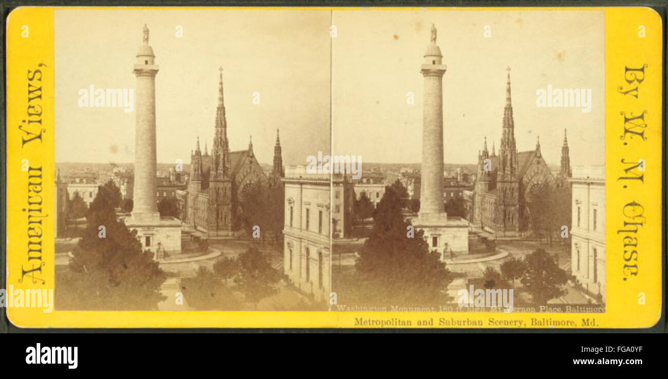 This photograph shows the Washington Monument in Baltimore, standing at ...