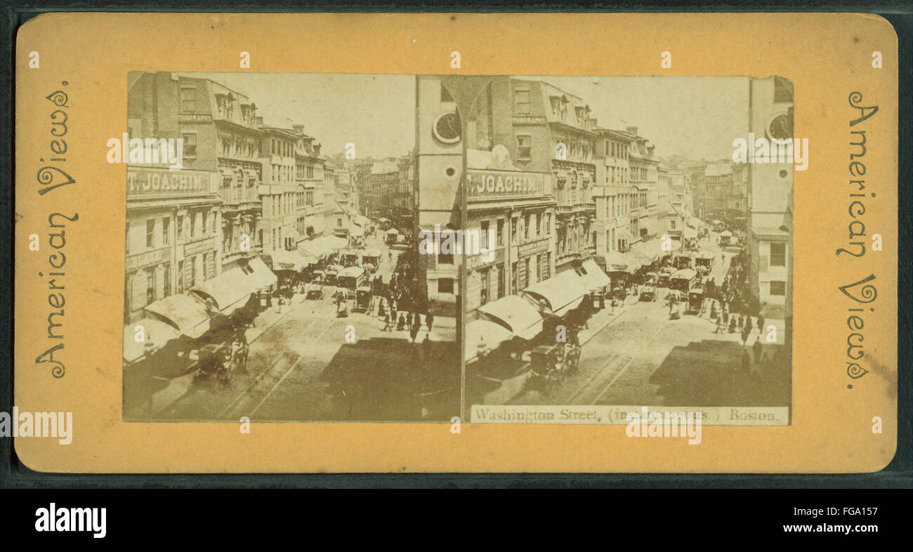 The 'Washington Street' stereoscopic view of Boston, taken from the ...