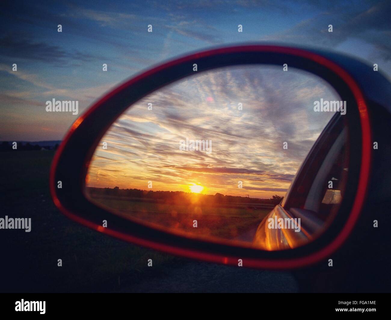 Reflection Car Side Mirror Landscape High Resolution Stock Photography ...