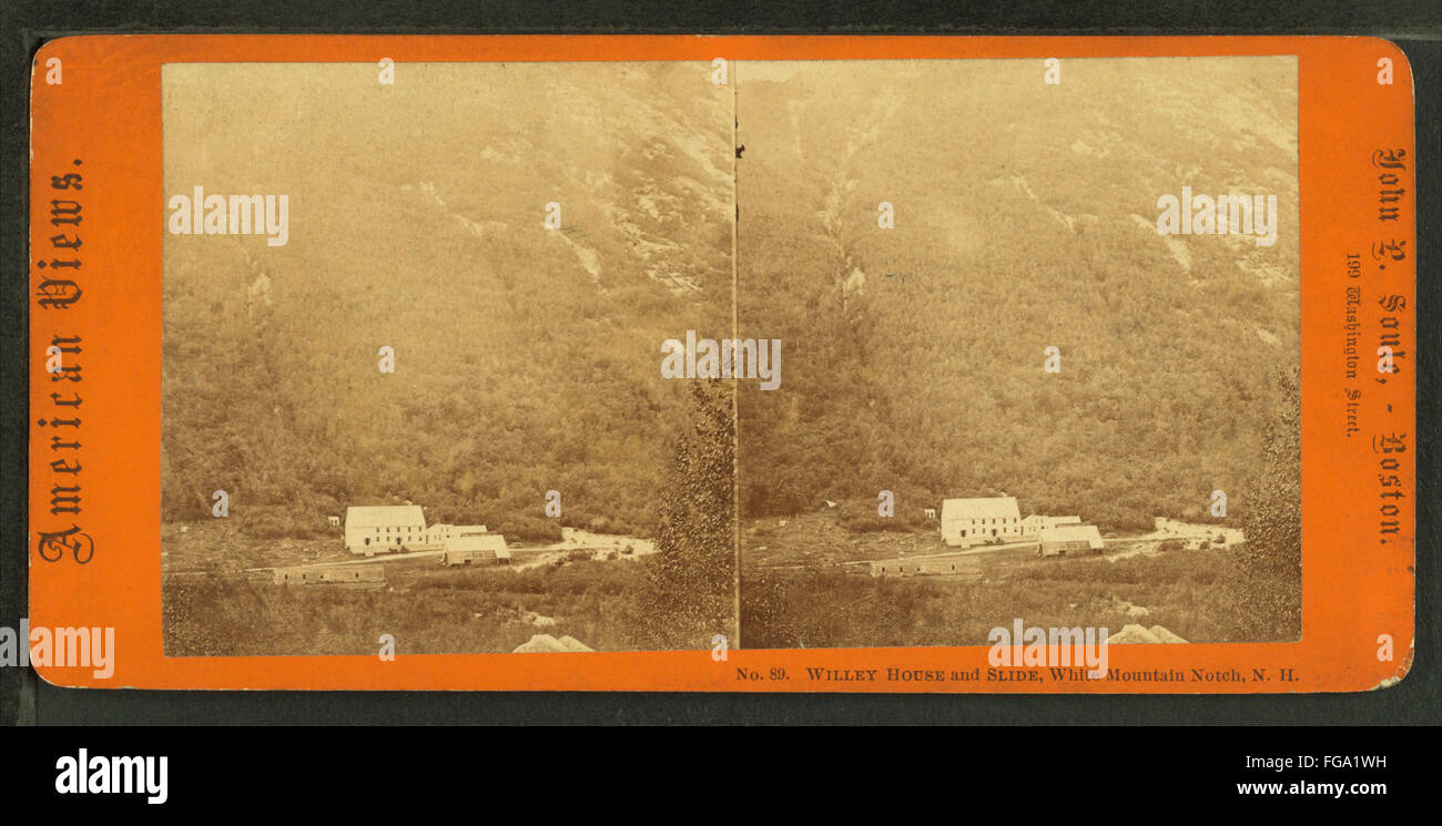 A historical photograph by John P. Soule of the Willey House and Slide ...