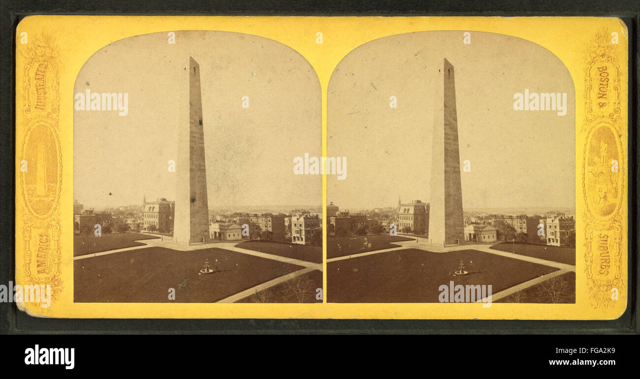 The Bunker Hill Monument, captured in a vintage stereoscopic view from ...
