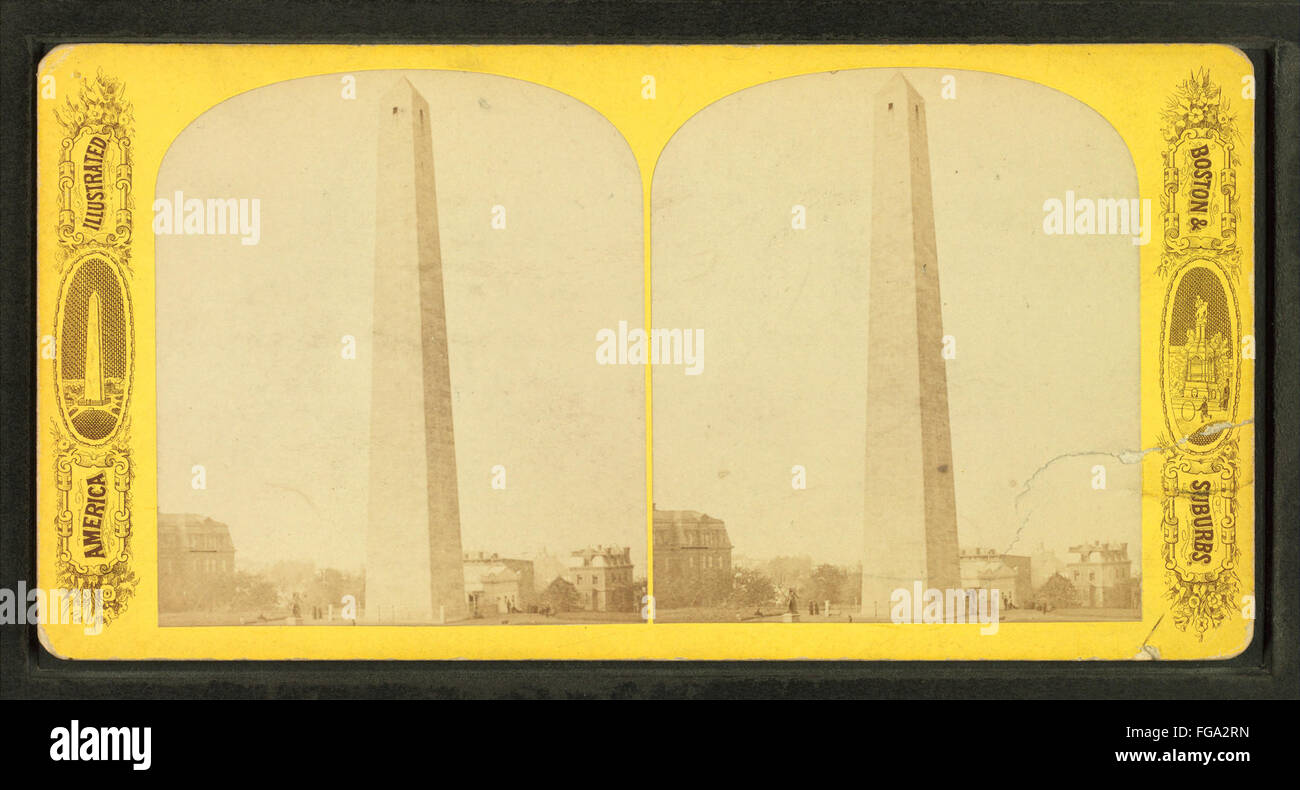 This stereoscopic view captures the Bunker Hill Monument, a symbol of ...