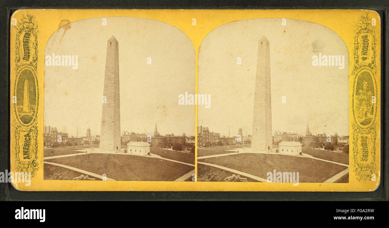 This historic stereoscopic view captures the Bunker Hill Monument in ...