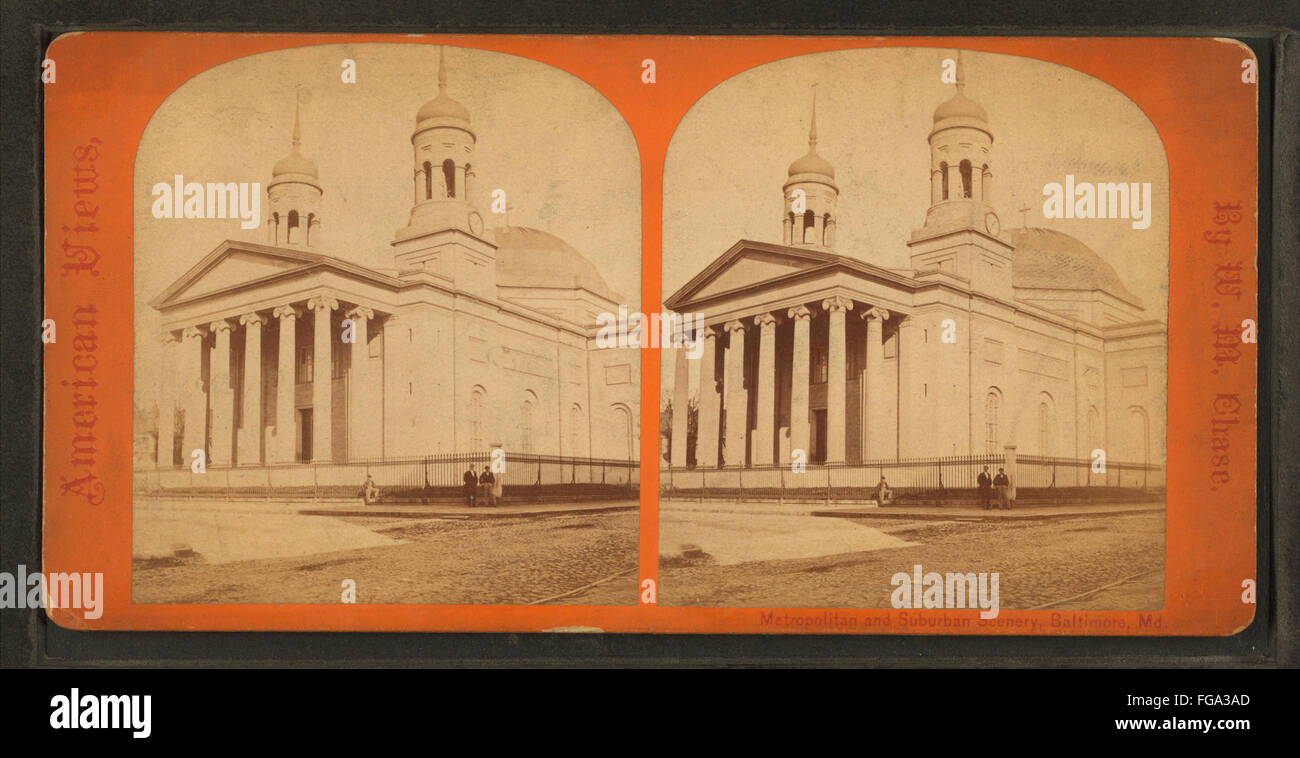 A historic photograph of the Cathedral in Baltimore, captured by ...