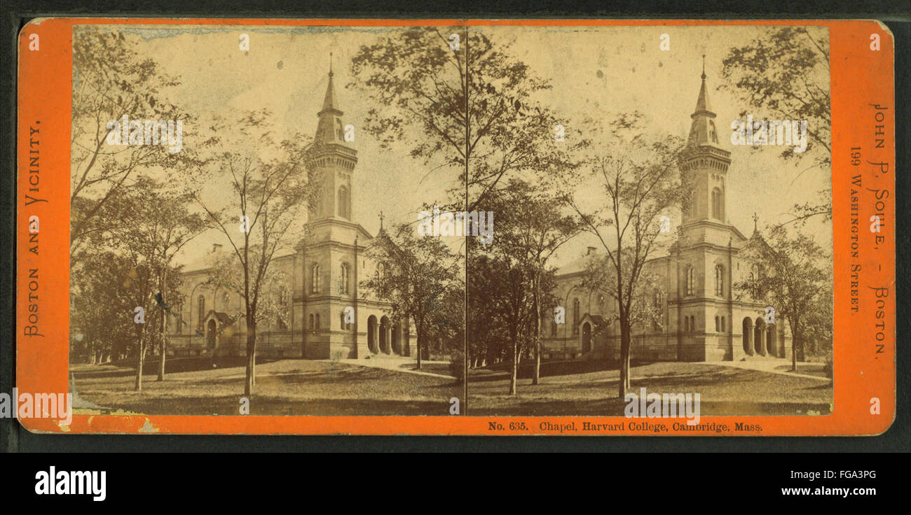A photograph by John P. Soule showing the chapel at Harvard College in ...