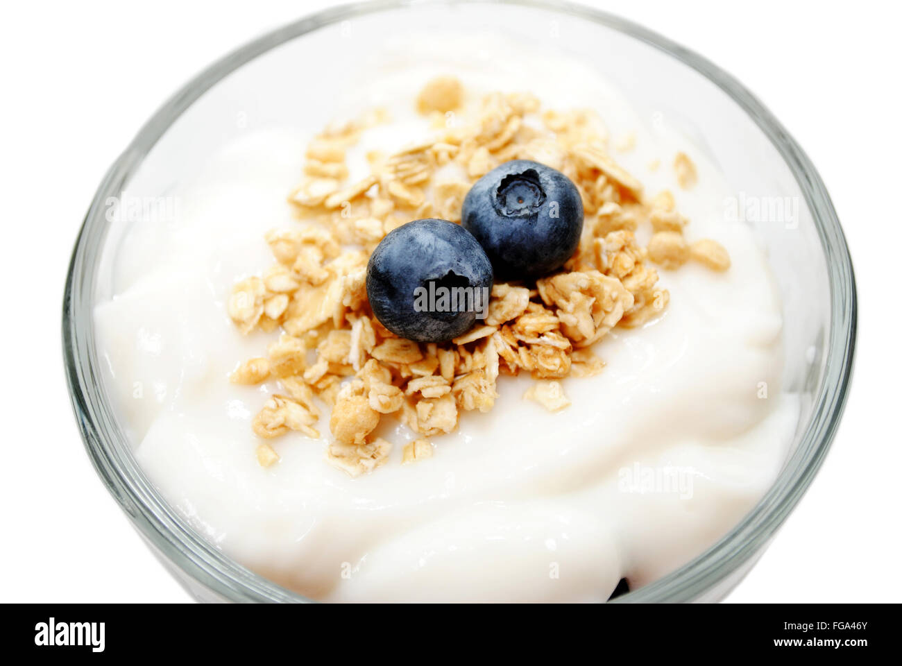 Top View of Vanilla Yogurt with Blueberries and Granola Stock Photo - Alamy