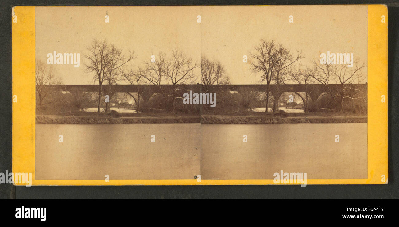 A stereoscopic photograph of the Lebanon Valley Bridge, capturing the ...