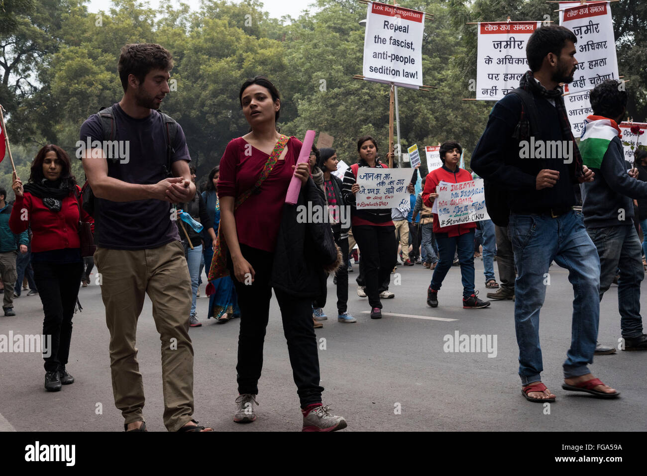 New Delhi, India. 18th Feb, 2016. The protest march of students of ...