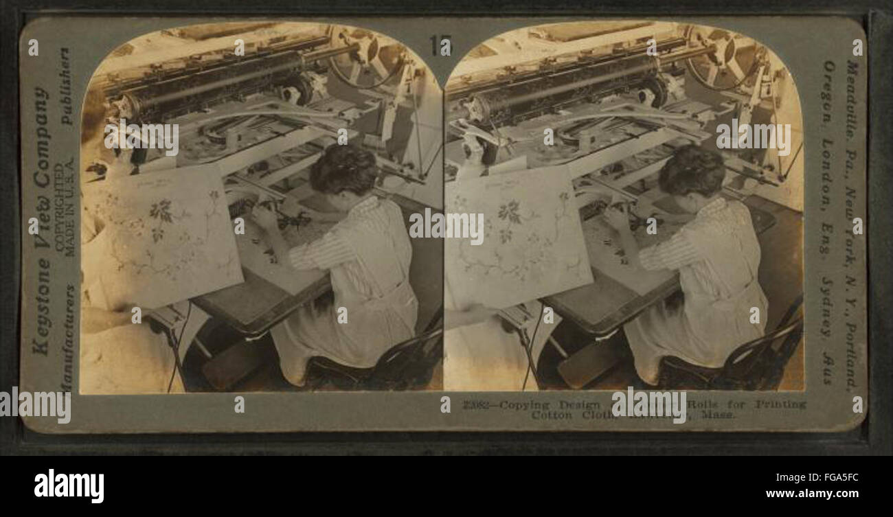 Copying design on copper rolls for printing cotton cloth, Lawrence ...