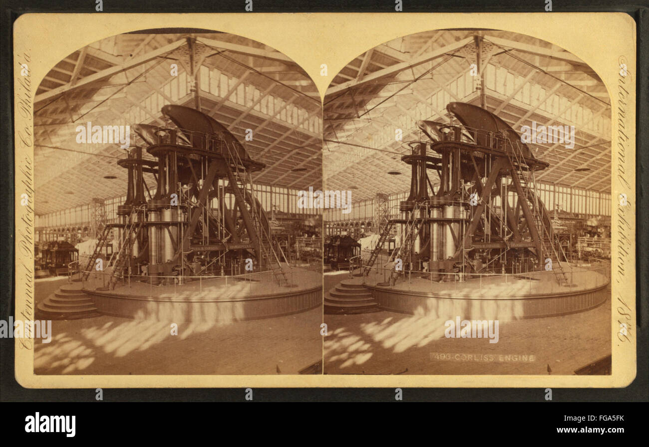 This photograph by Centennial Photographic Co. shows the Corliss engine ...