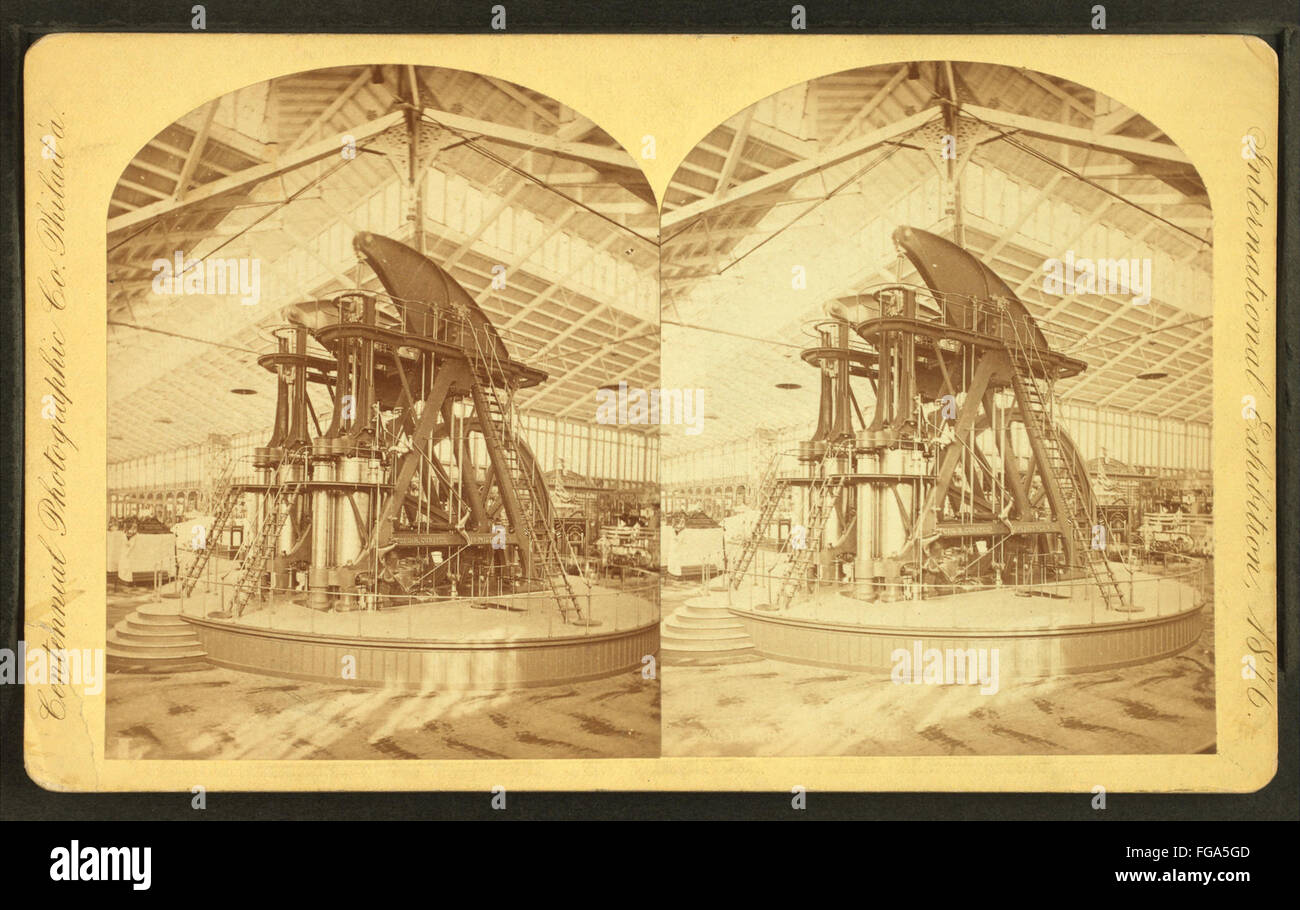 A photograph by Centennial Photographic Co. showing the Corliss engine ...