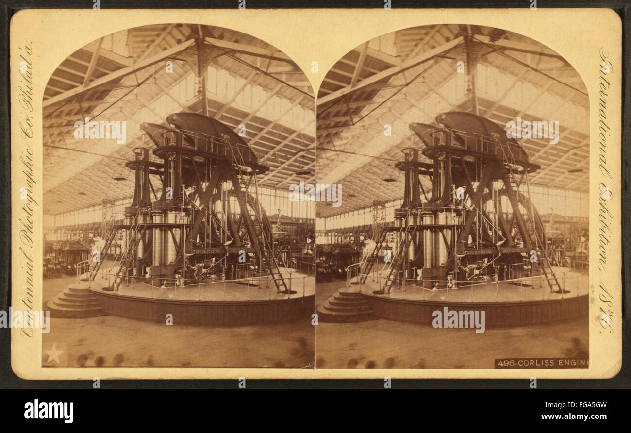 A photograph by Centennial Photographic Co. showing a Corliss engine ...