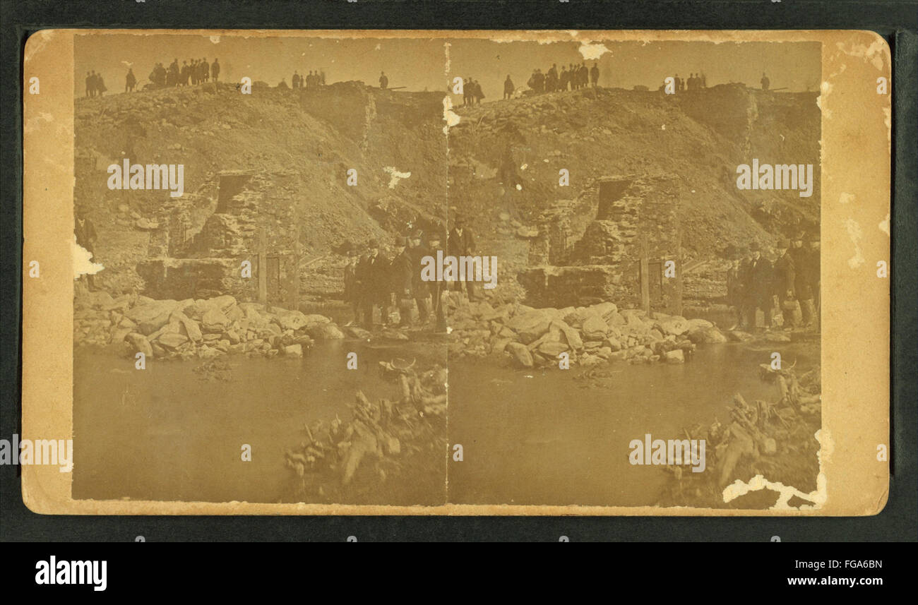 A photograph documenting the damage to the Arch Bridge in Worcester ...