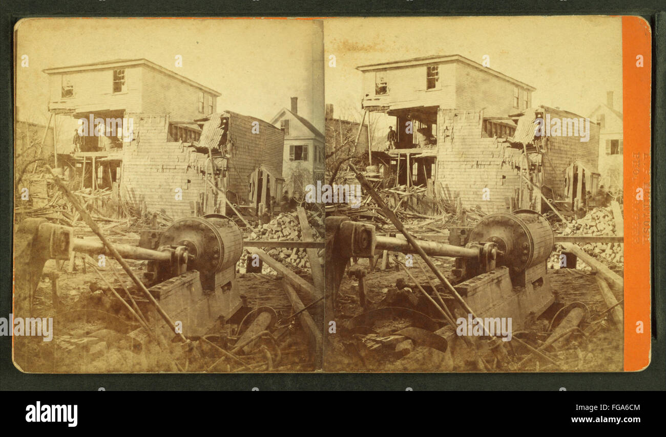 A photograph by H. P. McIntosh showing debris and damaged buildings ...