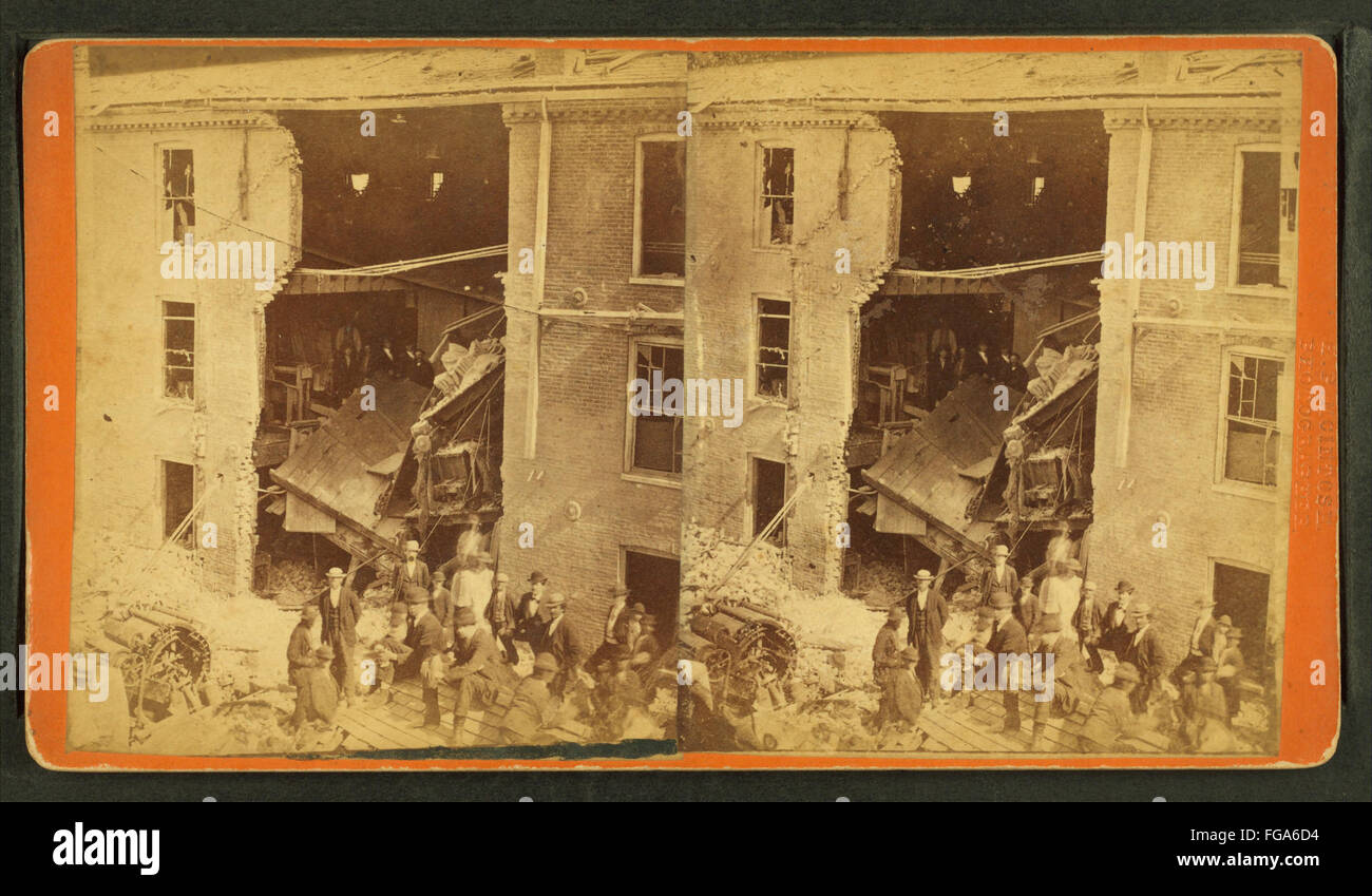 A photograph by H. P. McIntosh showing the aftermath of an explosion at ...
